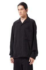 KOZABURO_EMBOSSING CAMP COLLAR LS SHIRTS (Black) TOBIRA