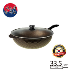 【韓國 마스터 진하오 (金浩大師)】韓國製 黑金石不沾炒鍋 33.5 CM DANRO 丹露